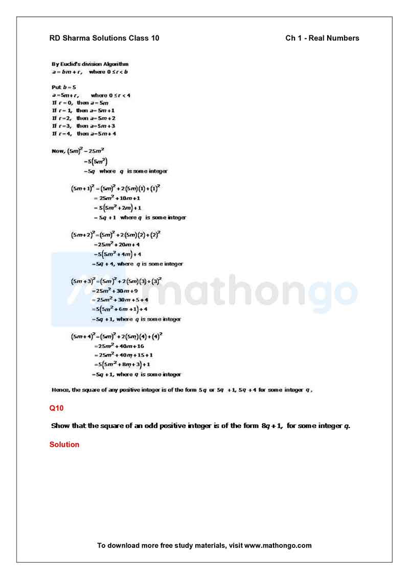 RD Sharma Class 10 Solutions Chapter 1 – Real Numbers – MathonGo