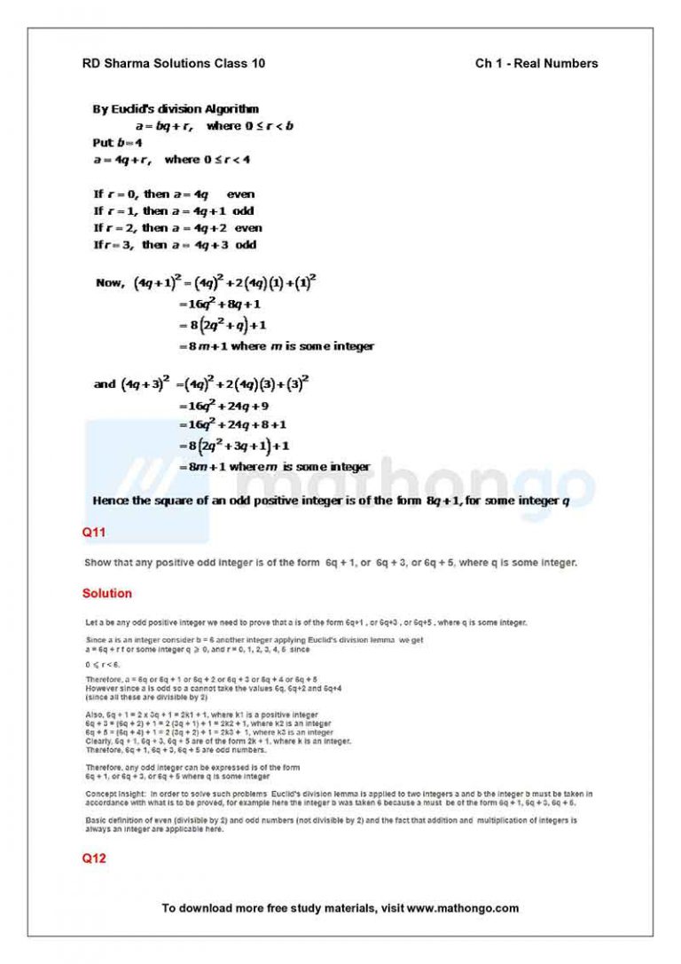 RD Sharma Class 10 Solutions Chapter 1 – Real Numbers – MathonGo