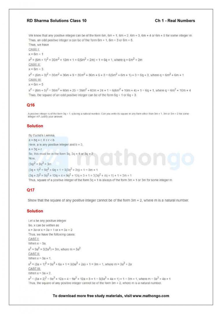 RD Sharma Class 10 Solutions Chapter 1 – Real Numbers – MathonGo