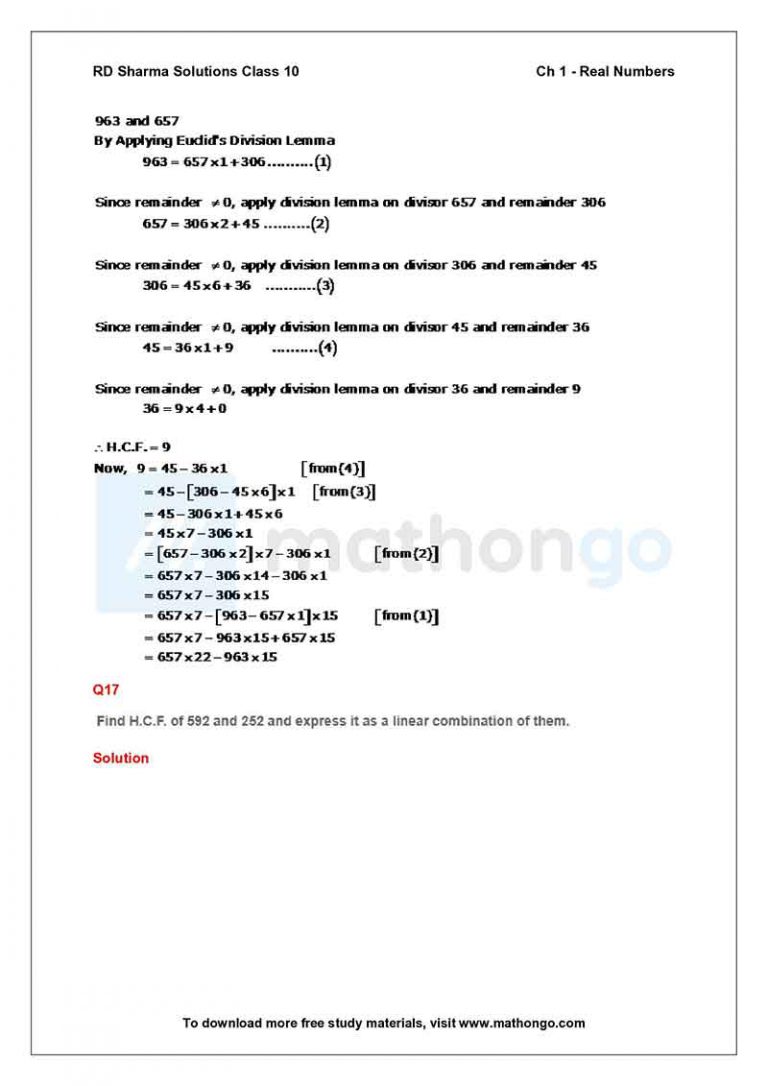 RD Sharma Class 10 Solutions Chapter 1 – Real Numbers – MathonGo