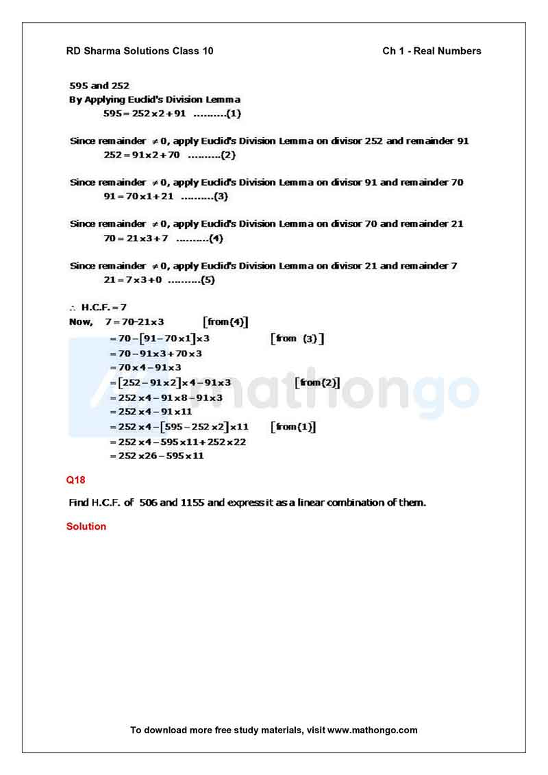 RD Sharma Class 10 Solutions Chapter 1 – Real Numbers – MathonGo