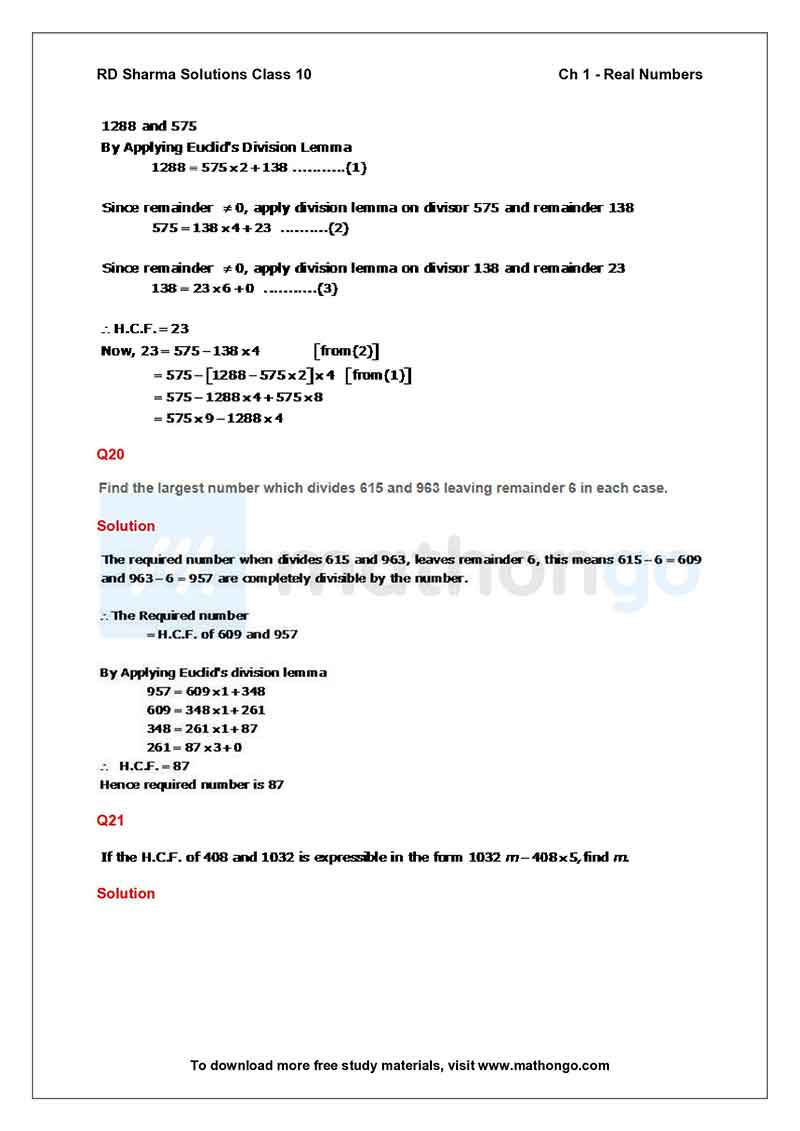 RD Sharma Class 10 Solutions Chapter 1 – Real Numbers – MathonGo