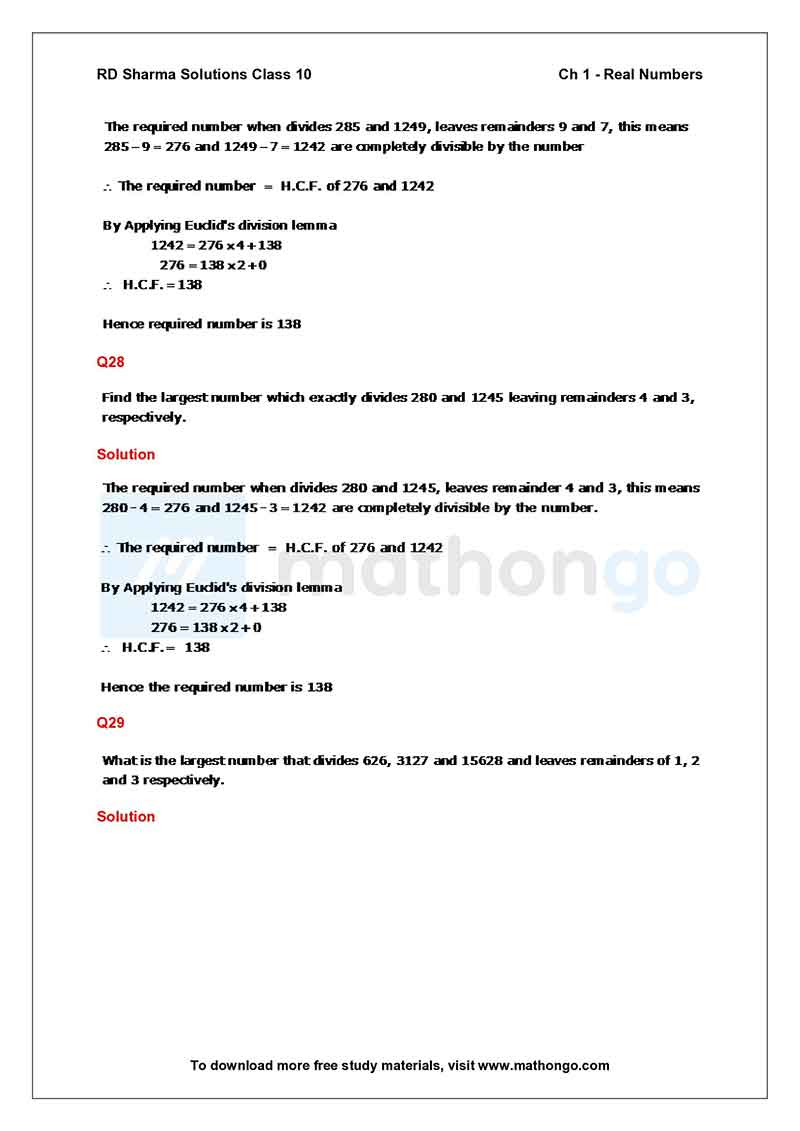 RD Sharma Class 10 Solutions Chapter 1 – Real Numbers – MathonGo