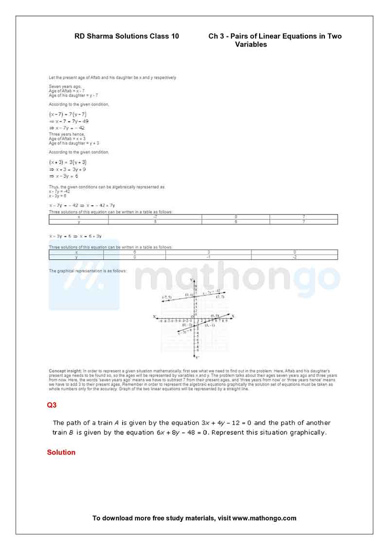 RD Sharma Class 10 Solutions Chapter 3 – Pair of Linear Equations in ...