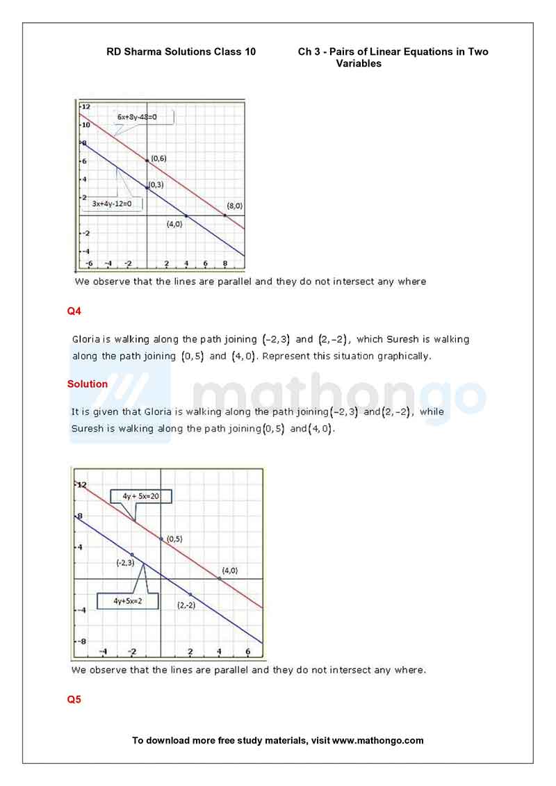 RD Sharma Class 10 Solutions Chapter 3 – Pair of Linear Equations in ...
