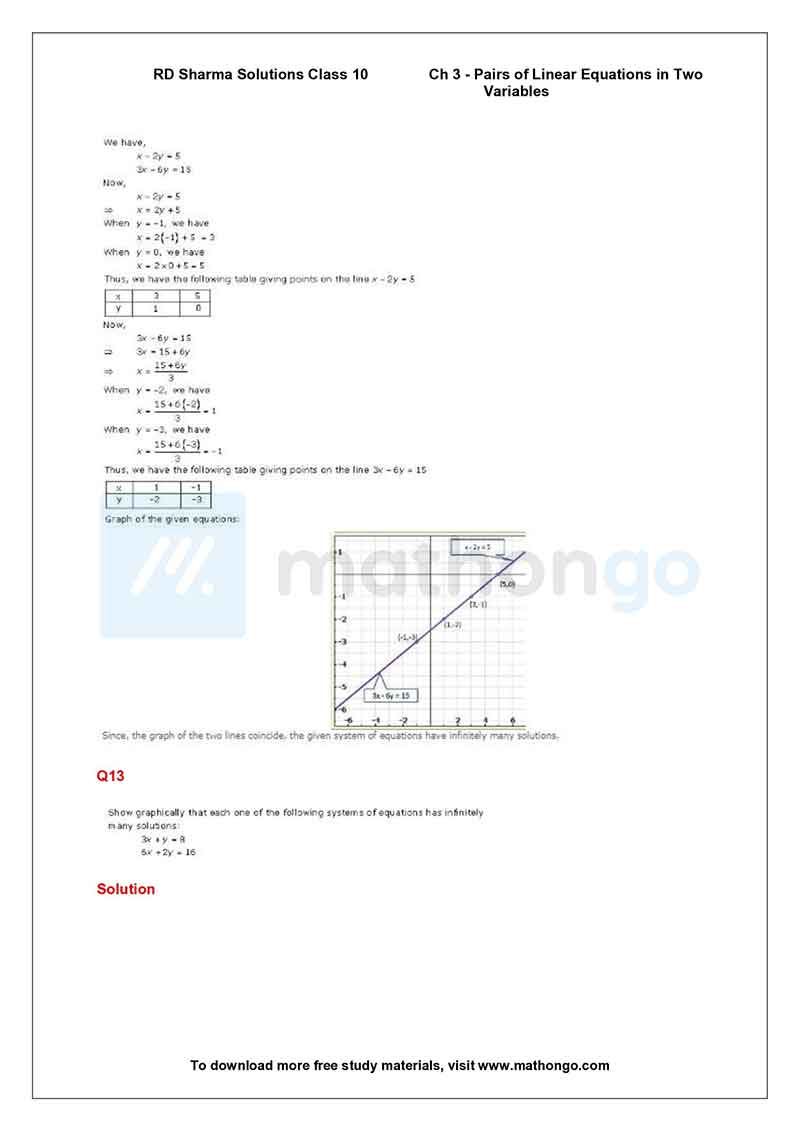 RD Sharma Class 10 Solutions Chapter 3 – Pair of Linear Equations in ...