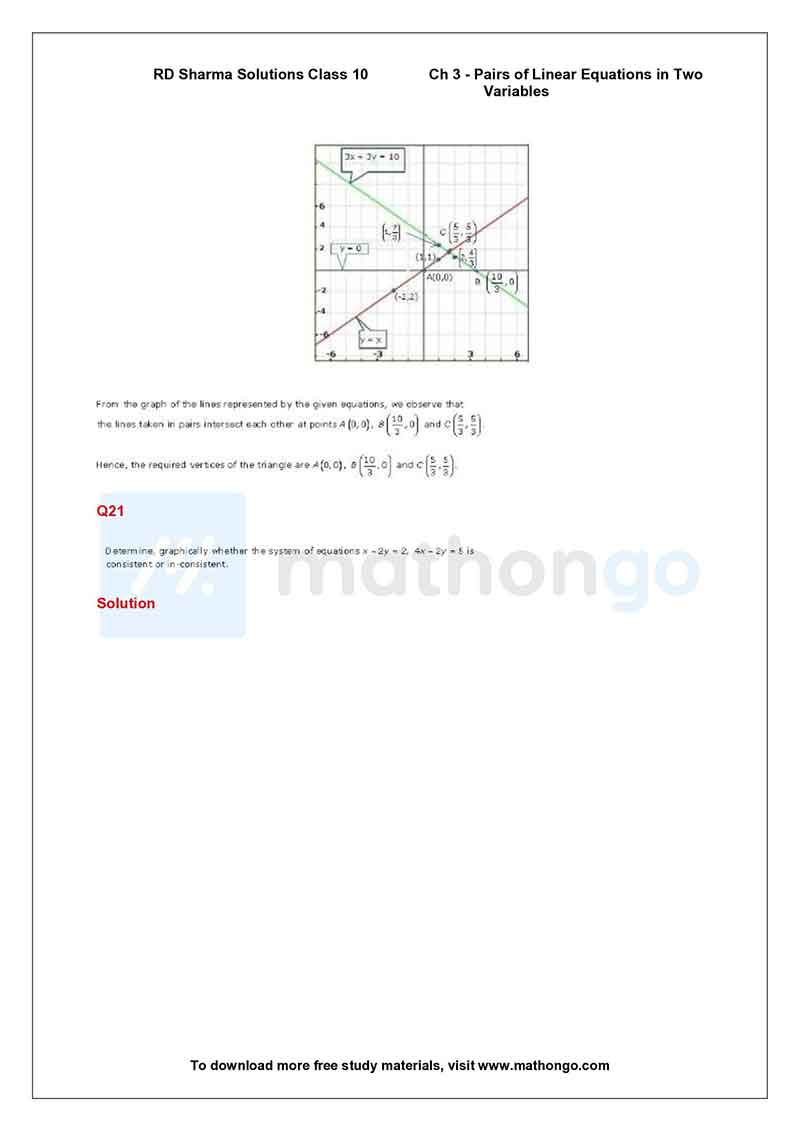 RD Sharma Class 10 Solutions Chapter 3 – Pair of Linear Equations in ...