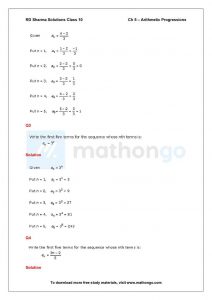 RD Sharma Class 10 Solutions Chapter 5 – Arithmetic Progressions – MathonGo