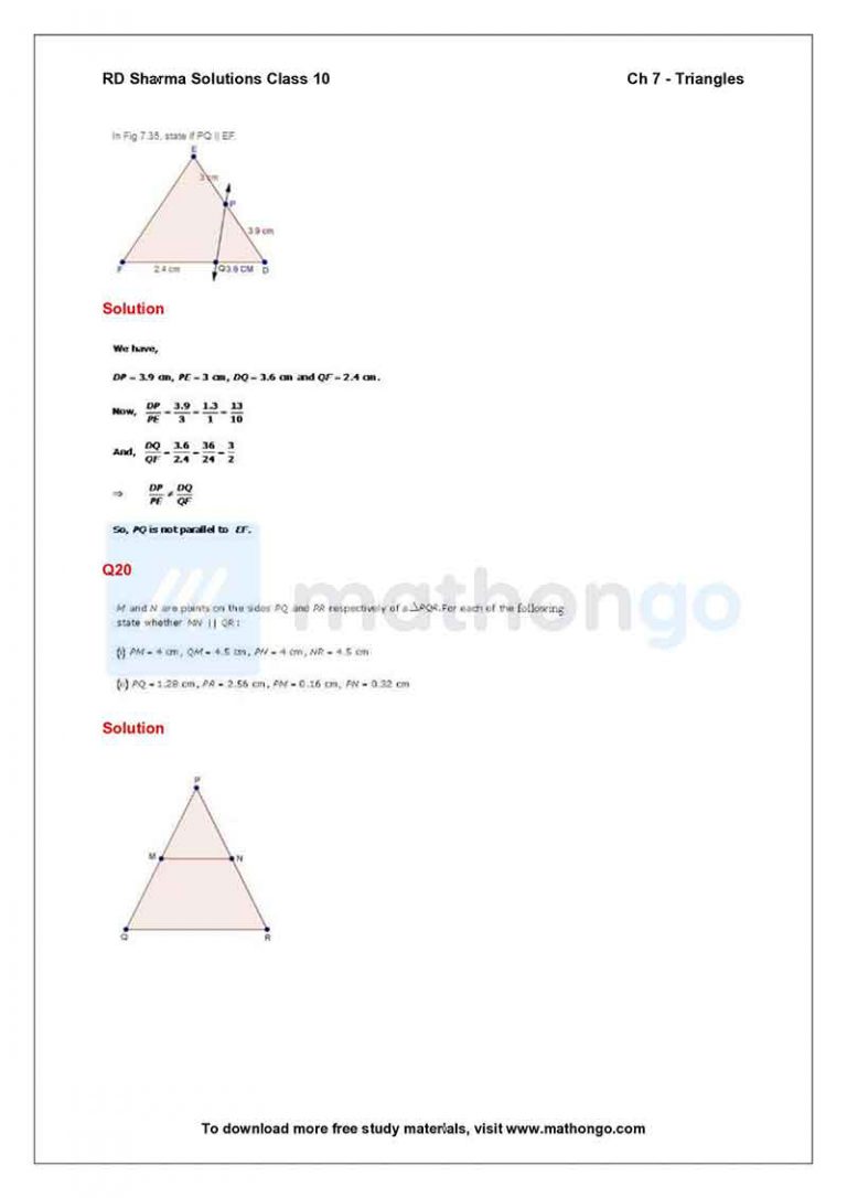 RD Sharma Class 10 Solutions Chapter 7 – Triangles – MathonGo