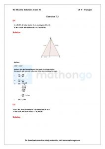 RD Sharma Class 10 Solutions Chapter 7 – Triangles – MathonGo