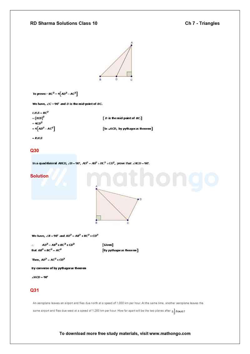 RD Sharma Class 10 Solutions Chapter 7 – Triangles – MathonGo