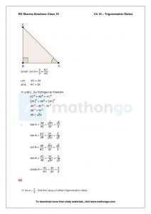 RD Sharma Class 10 Solutions Chapter 10 – Trigonometric Ratios – MathonGo