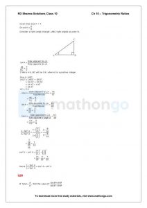 RD Sharma Class 10 Solutions Chapter 10 – Trigonometric Ratios – MathonGo