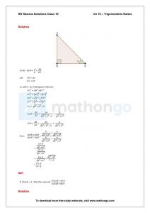 RD Sharma Class 10 Solutions Chapter 10 – Trigonometric Ratios – MathonGo