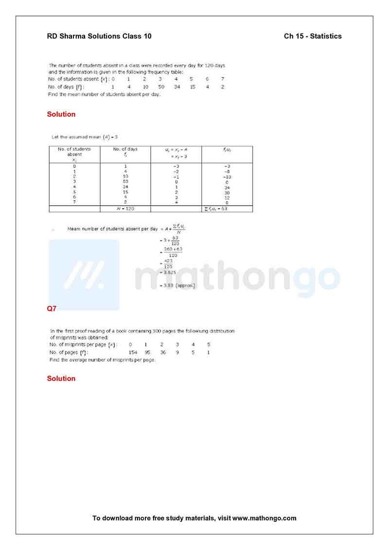 RD Sharma Class 10 Solutions Chapter 15 – Statistics – MathonGo