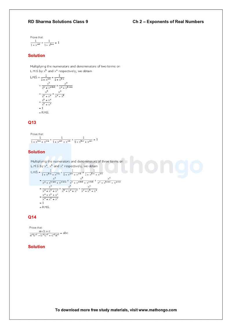 RD Sharma Class 9 Solutions Chapter 2 – Exponents of Real Numbers ...
