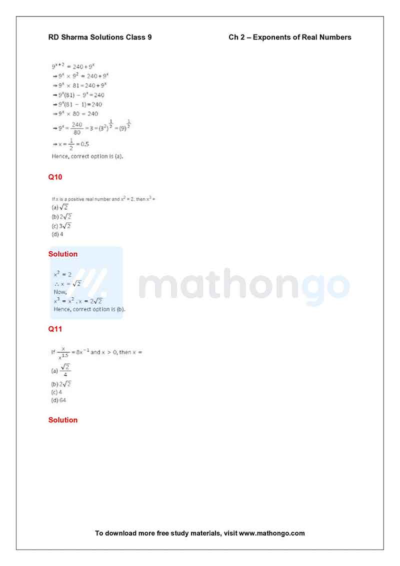 RD Sharma Class 9 Solutions Chapter 2 – Exponents of Real Numbers ...