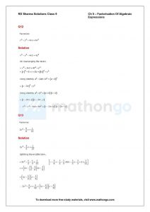 RD Sharma Class 9 Solutions Chapter 5 – Factorization of Algebraic Expressions – MathonGo