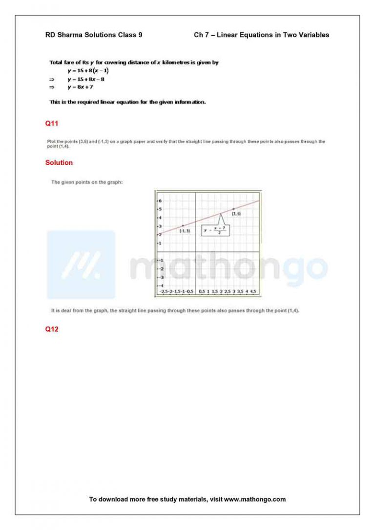 RD Sharma Class 9 Solutions Chapter 7 – Linear Equations in Two ...