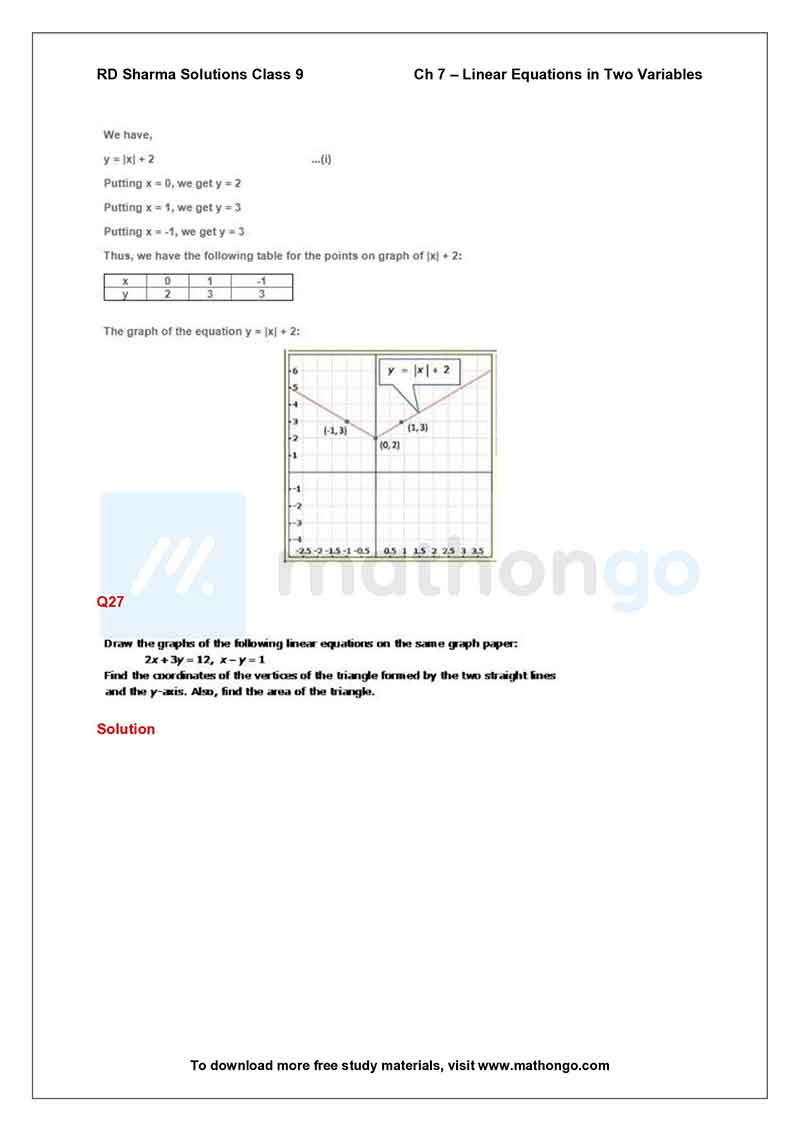 RD Sharma Class 9 Solutions Chapter 7 – Linear Equations in Two ...