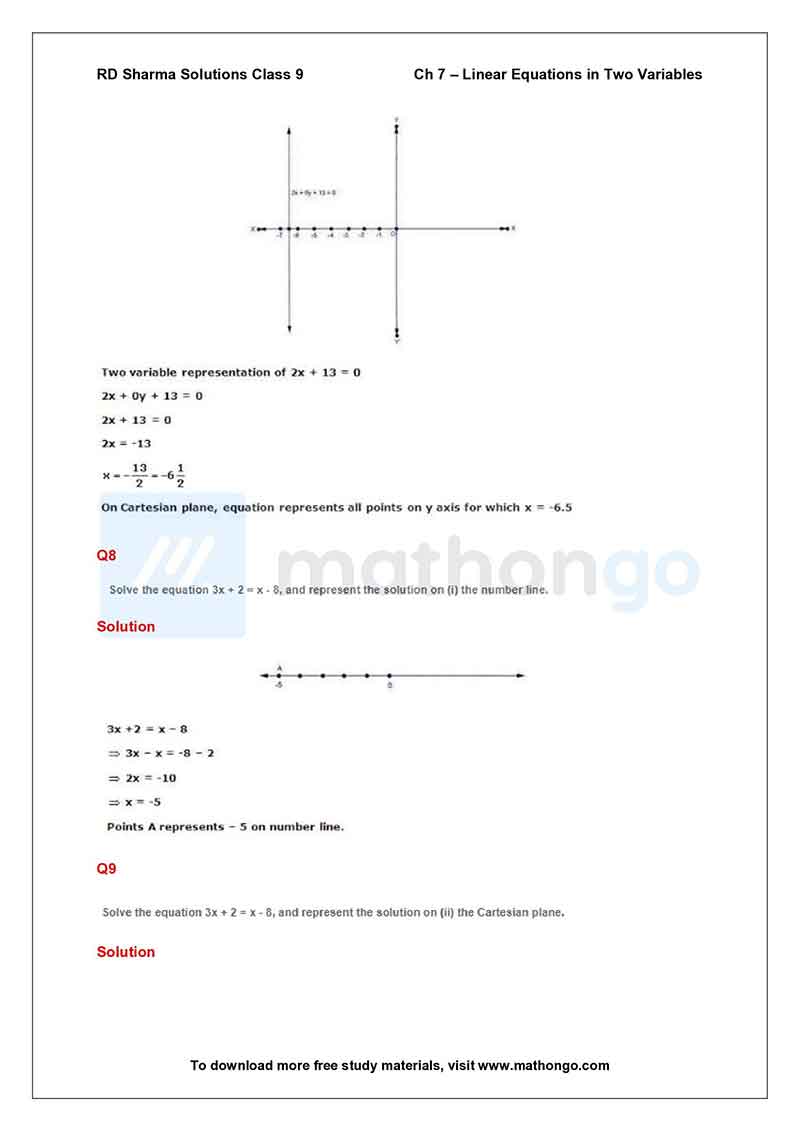 RD Sharma Class 9 Solutions Chapter 7 – Linear Equations in Two ...