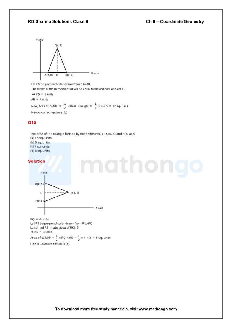 RD Sharma Class 9 Solutions Chapter 8 – Coordinate Geometry – MathonGo