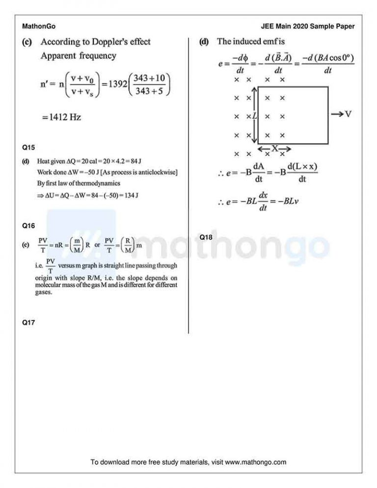 JEE Main 2020 Sample Mock Paper-2 – MathonGo