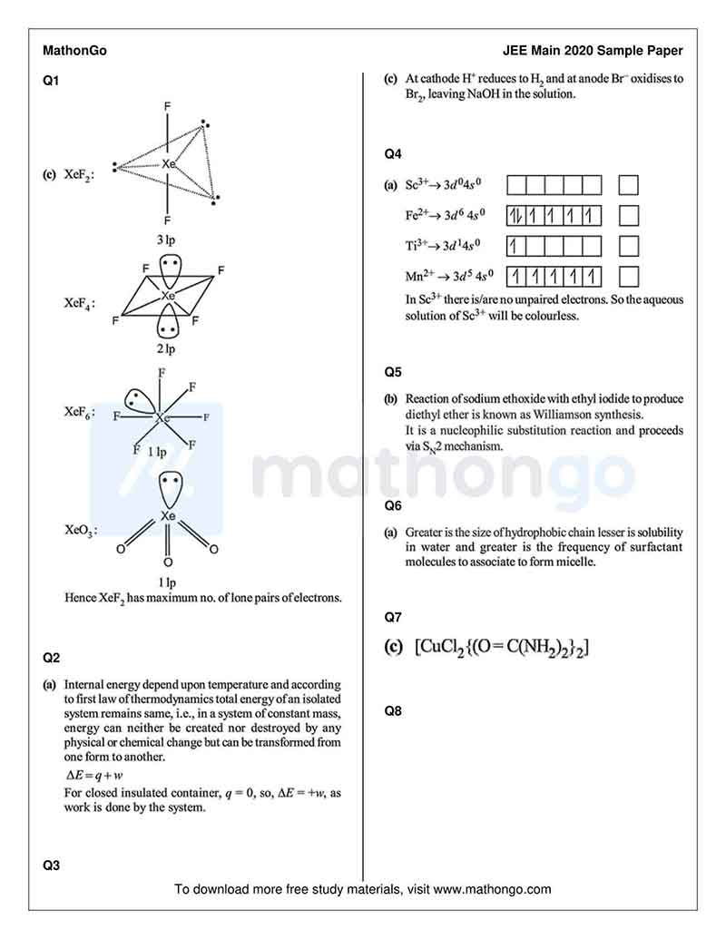 JEE Main 2020 Sample Mock Paper-2 – MathonGo