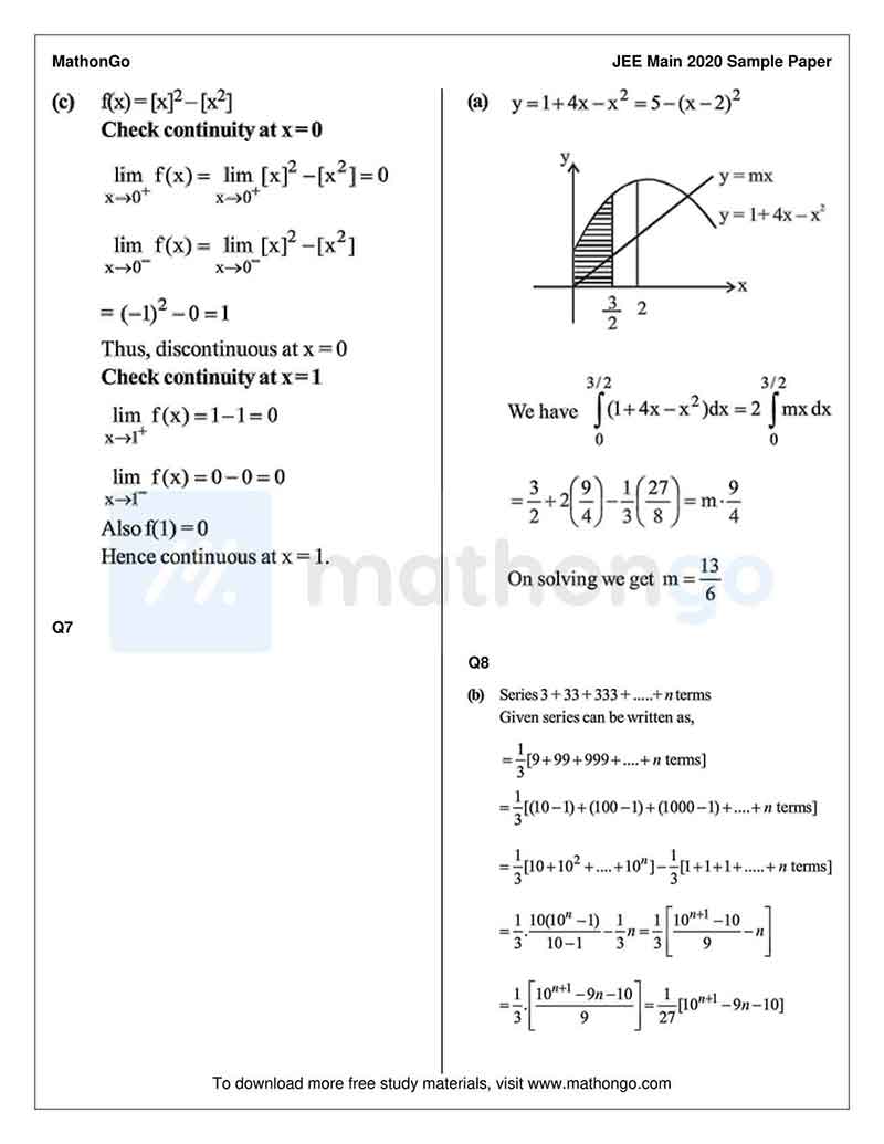 JEE Main 2020 Sample Mock Paper-2 – MathonGo