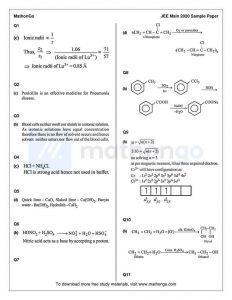 JEE Main 2020 Sample Mock Paper-4 – MathonGo