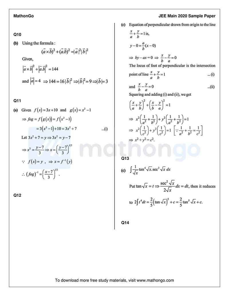 JEE Main 2020 Sample Mock Paper-4 – MathonGo