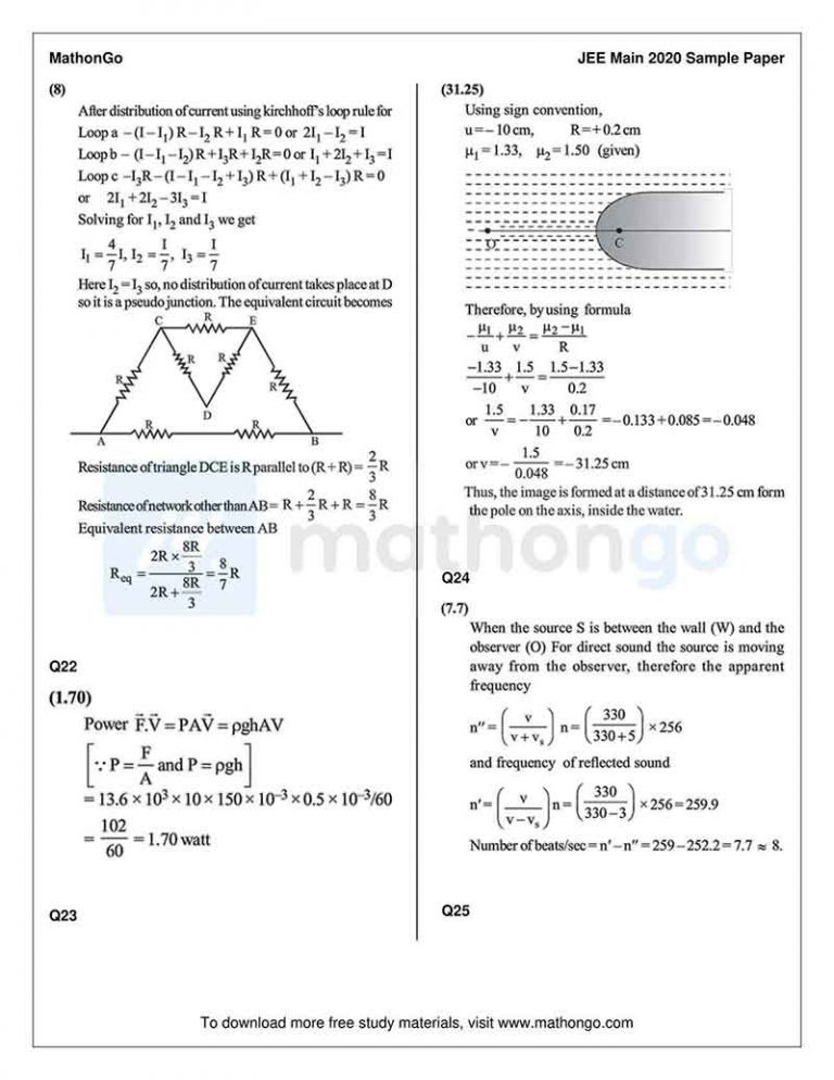 JEE Main 2020 Sample Mock Paper-5 – MathonGo
