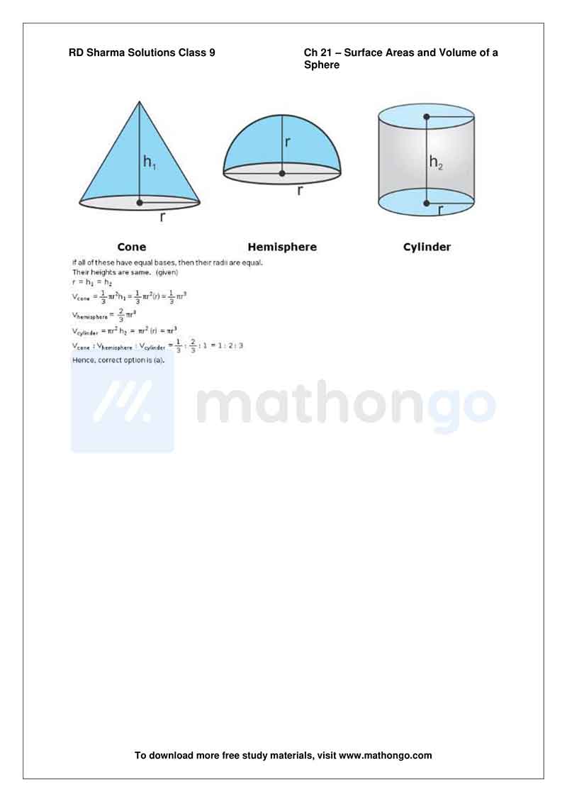 RD Sharma Class 9 Solutions Chapter 21 – Surface Area and Volume of a ...