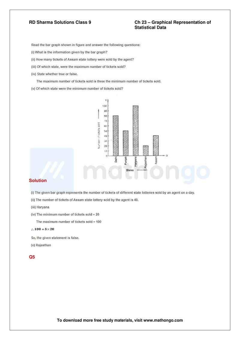 RD Sharma Class 9 Solutions Chapter 23 – Graphical Representation of ...