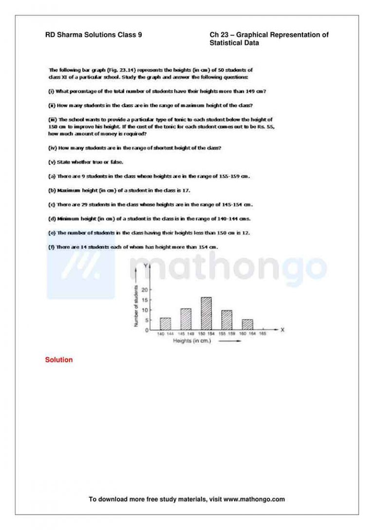 RD Sharma Class 9 Solutions Chapter 23 – Graphical Representation of Statistical Data – MathonGo