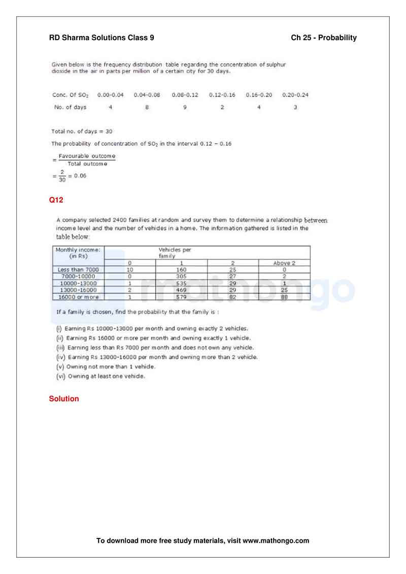 RD Sharma Class 9 Solutions Chapter 25 – Probability – MathonGo