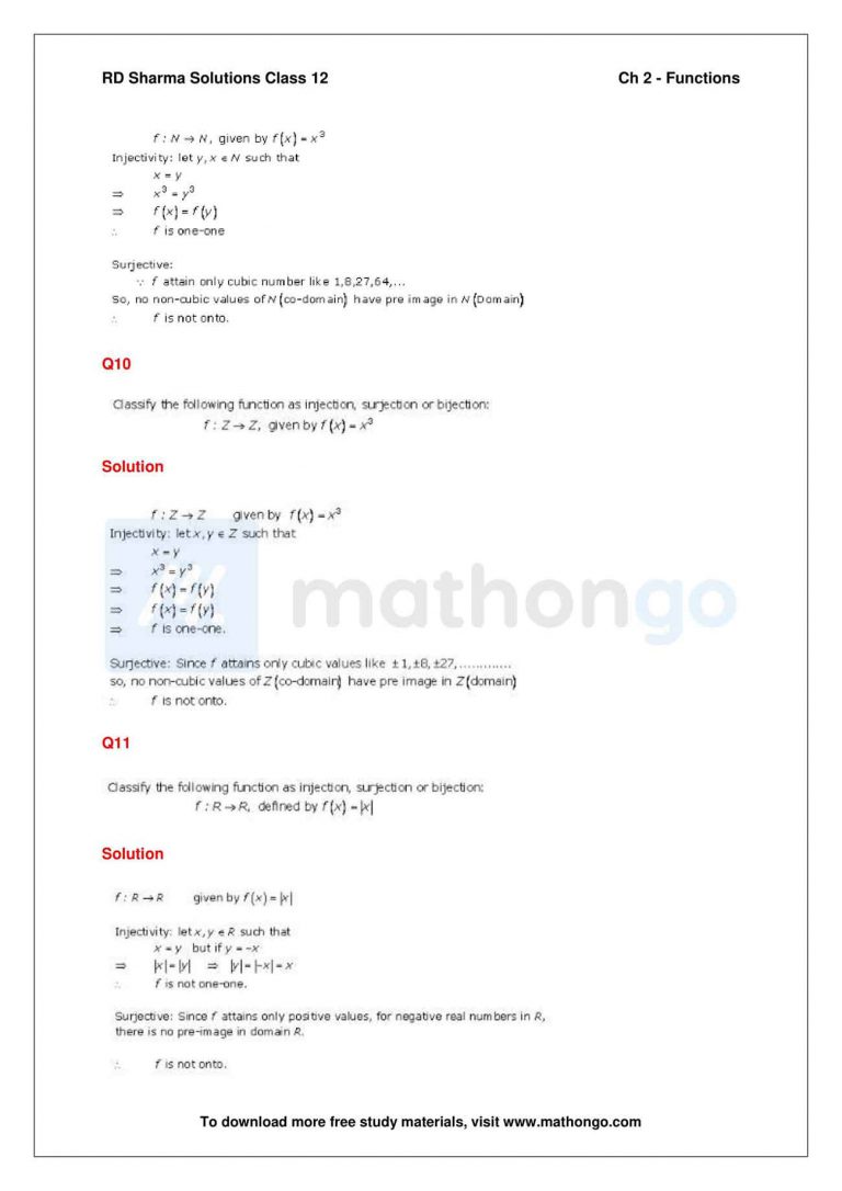 RD Sharma Class 12 Maths Solutions Chapter 2 – Functions – MathonGo