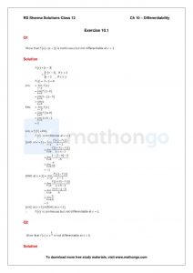 RD Sharma Class 12 Maths Solutions Chapter 10 – Differentiability – MathonGo