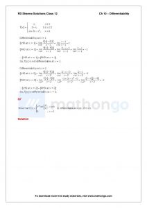 RD Sharma Class 12 Maths Solutions Chapter 10 – Differentiability – MathonGo