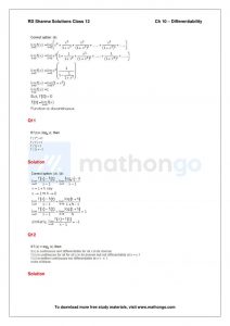 RD Sharma Class 12 Maths Solutions Chapter 10 – Differentiability – MathonGo