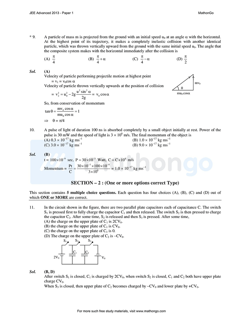 JEE Advanced 2013 Question Paper-1 – MathonGo
