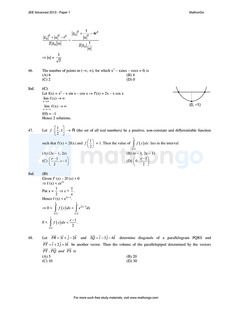 JEE Advanced 2013 Question Paper-1 – MathonGo