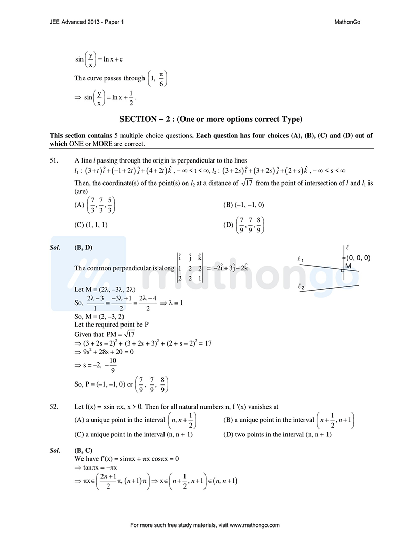 JEE Advanced 2013 Question Paper-1 – MathonGo