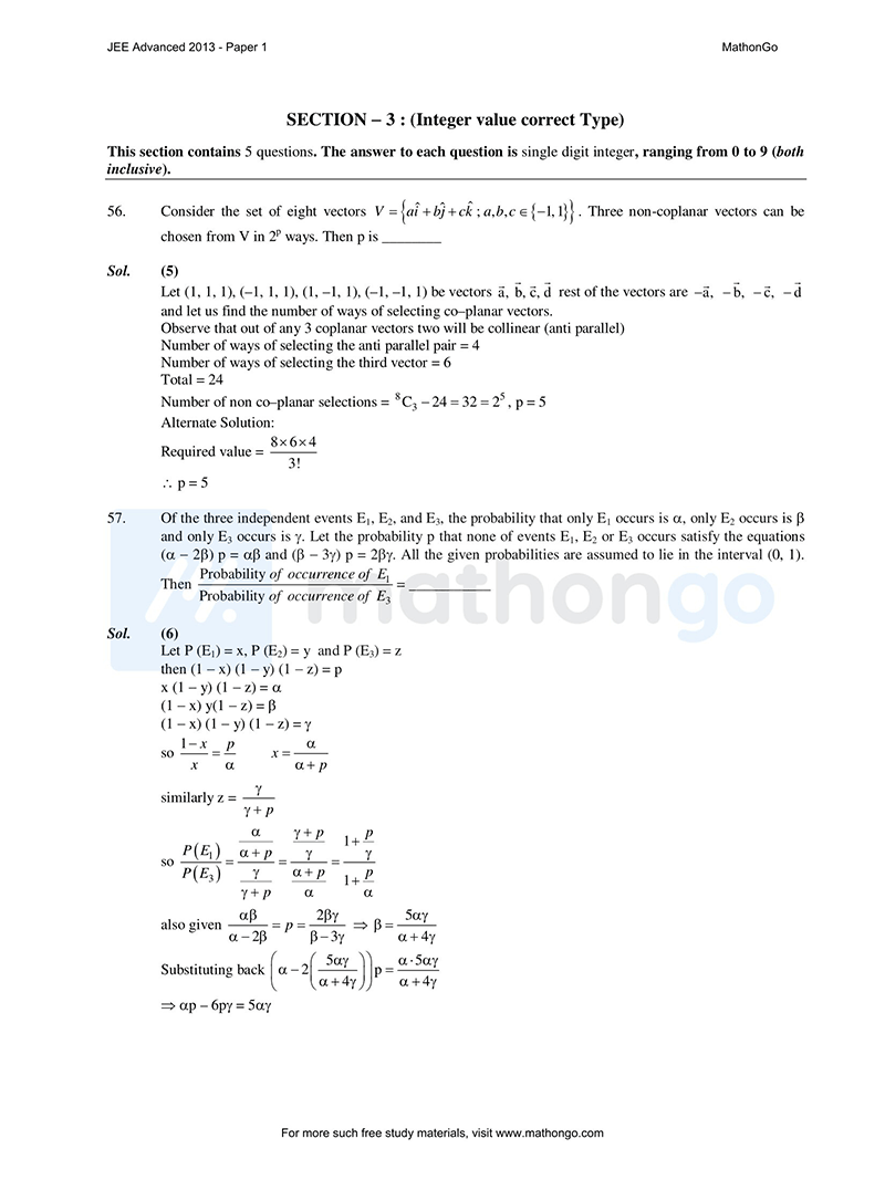 JEE Advanced 2013 Question Paper-1 – MathonGo