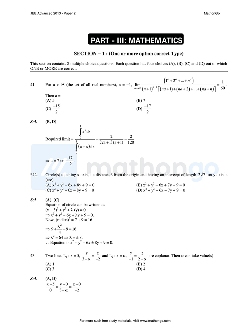 JEE Advanced 2013 Question Paper-2 – MathonGo