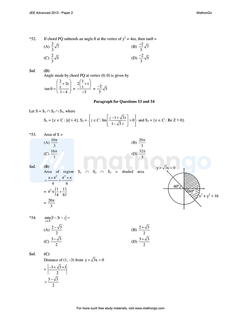 JEE Advanced 2013 Question Paper-2 – MathonGo