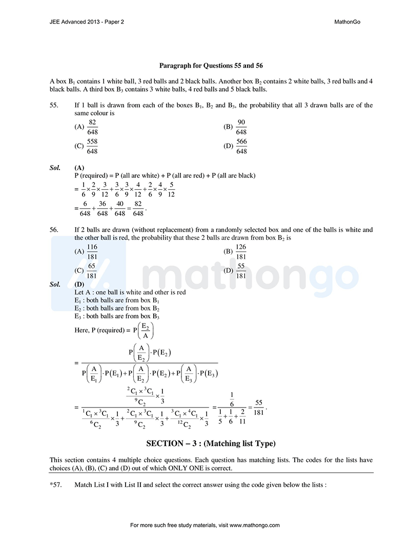 JEE Advanced 2013 Question Paper-2 – MathonGo