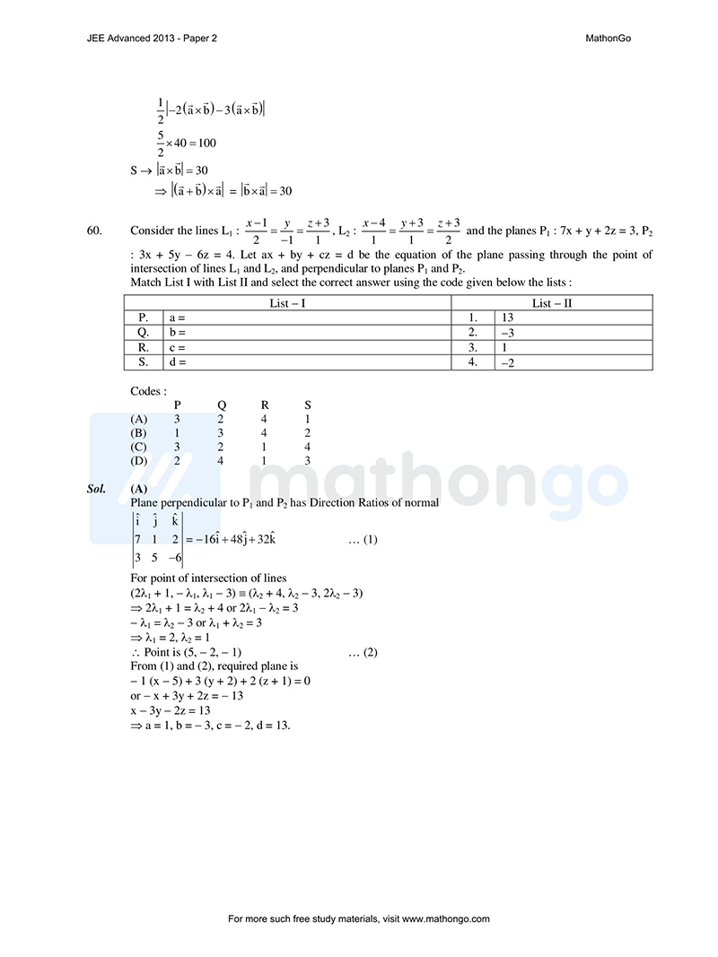 JEE Advanced 2013 Question Paper-2 – MathonGo