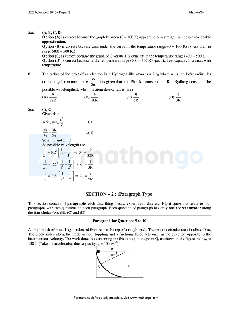 JEE Advanced 2013 Question Paper-2 – MathonGo