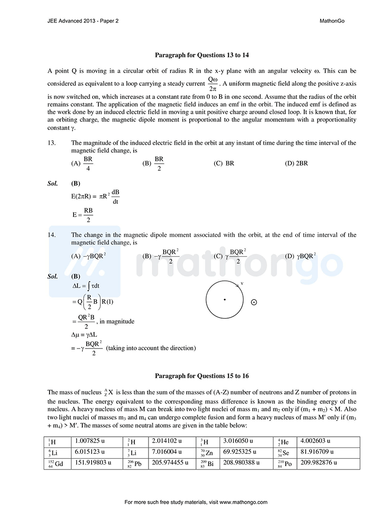JEE Advanced 2013 Question Paper-2 – MathonGo